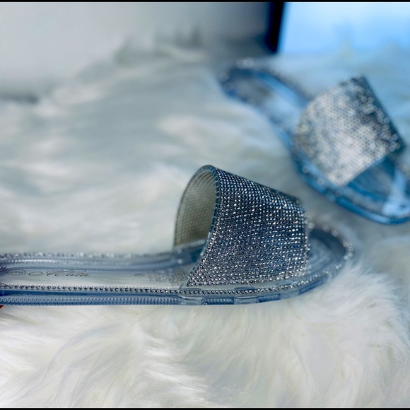 Shoes | Clear Slides With Rhinestone Trim | Poshmark